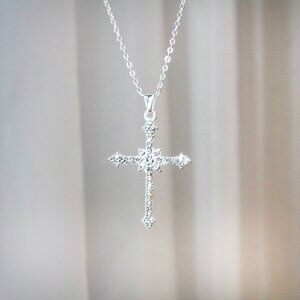 Jewelry | Victorian Silver Cubic Zirconia Sparkly Religious Faith Cross ...